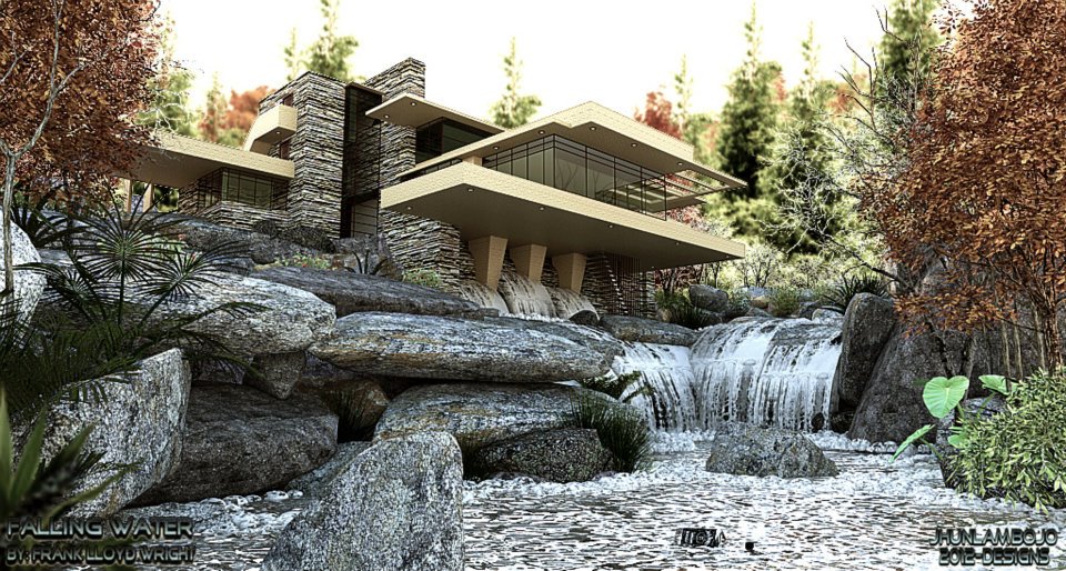 SKETCHUP TEXTURE: FALLING WATER HOUSE CHALLENGE ENTRY