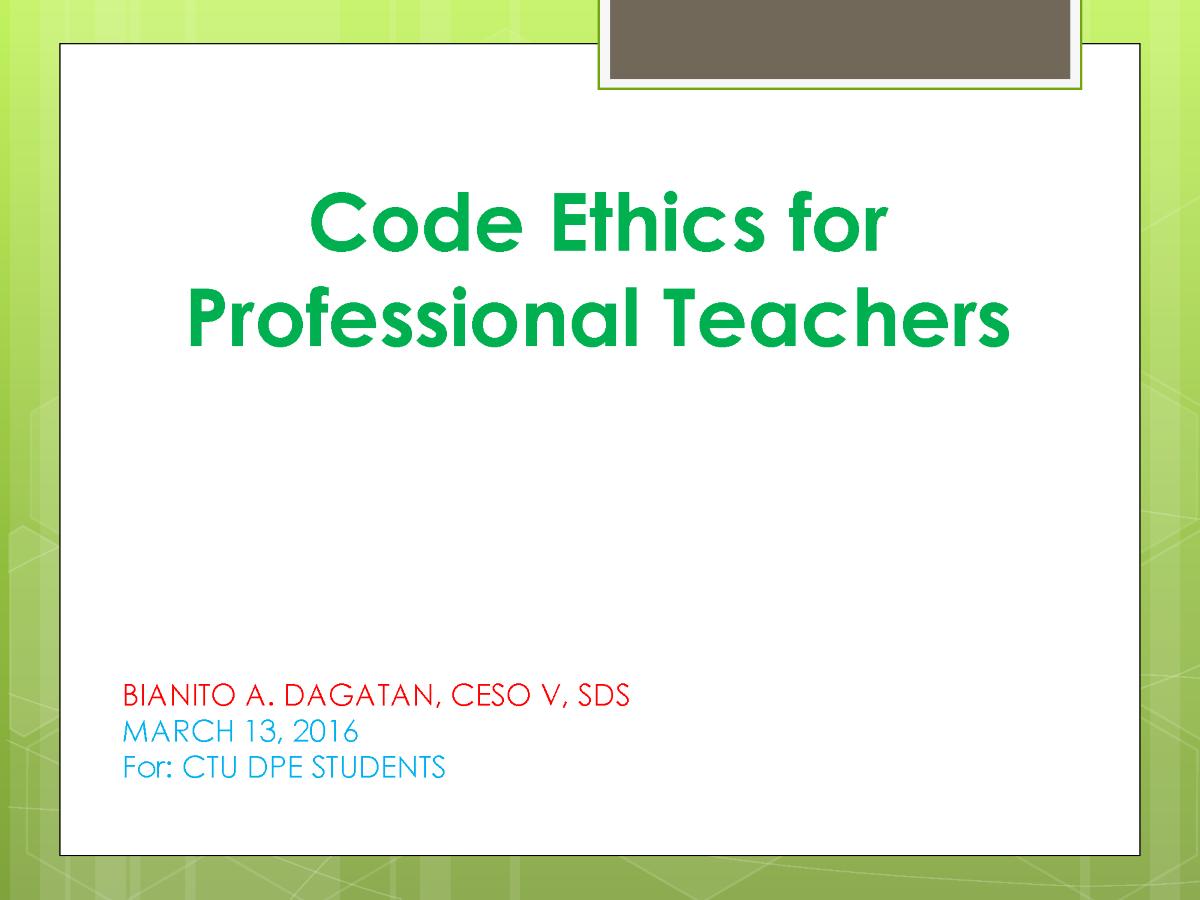 code of ethics for teachers - philippin news collections