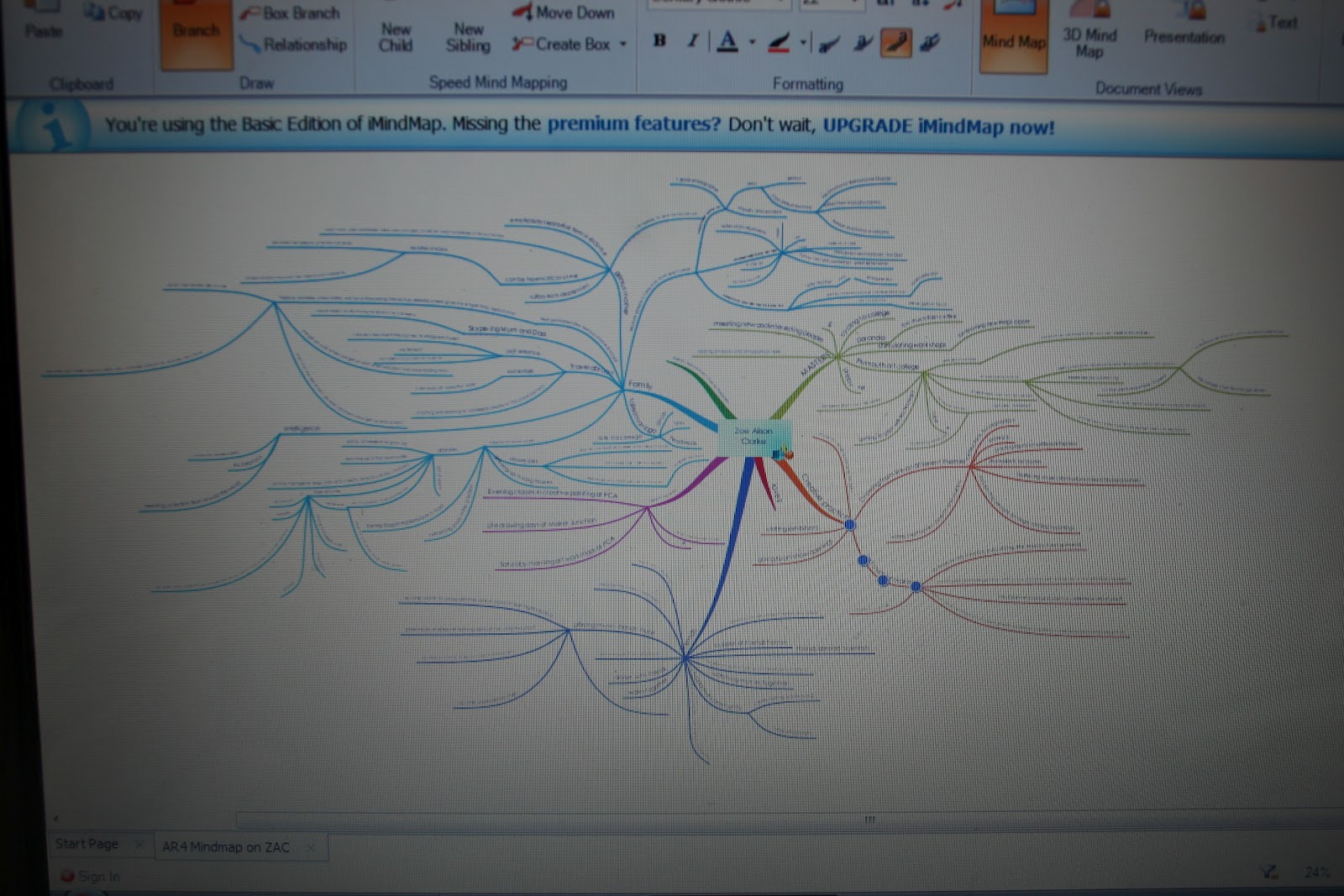 lets make a mess: AR4- mind map with me in the middle