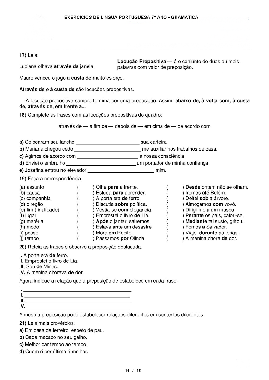 Exercicio De Classe De Palavras - NAZAEDU