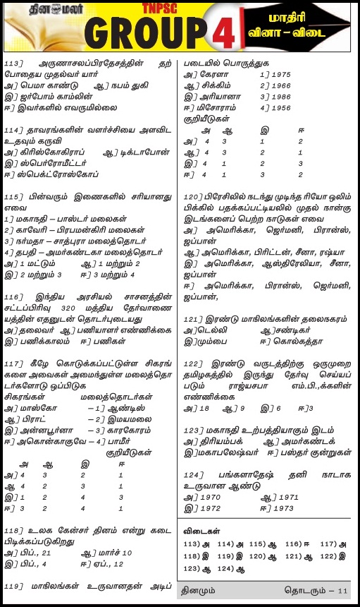TNPSC - Group 4 Model Questions General Knowledge Published by ...