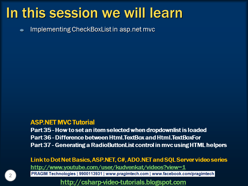 Sql Server Net And C Video Tutorial Part 38 Checkboxlist In Aspnet Mvc
