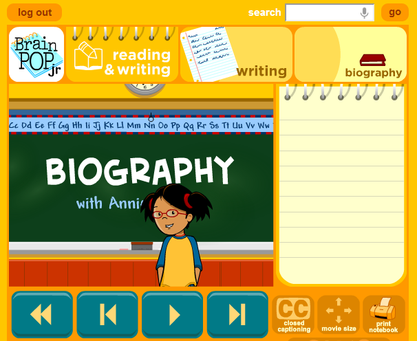 lpcomputerlab: Grade 1- Biography, BrainPop Jr.