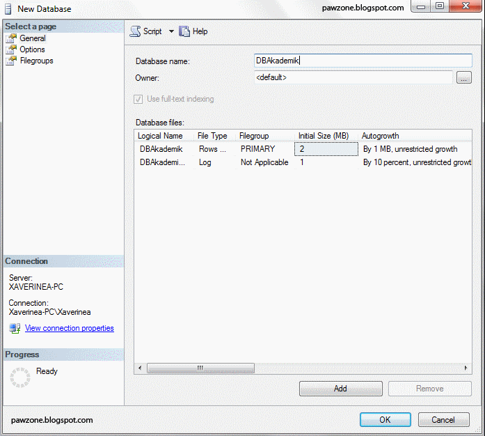 Membuat Databaset di SQL Server Management Studio 2008 ~ PAW | programming-animation-website