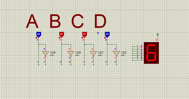 Mạch mô phỏng giải mã led 7 đoạn anode chung dùng các cổng ...