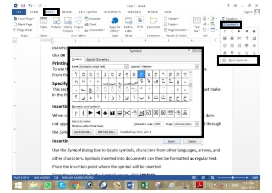 Inserting Symbols in MS Word - computer free courses