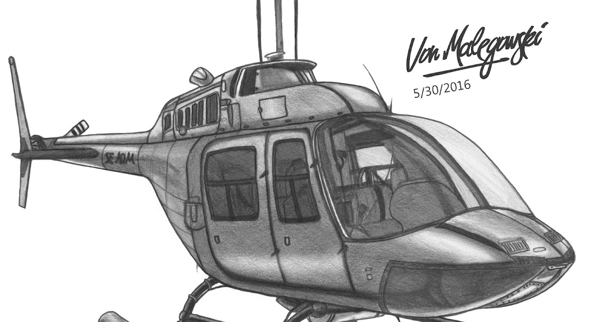 Bell 206B-3 Helicopter Drawing ~ Von Malegowski