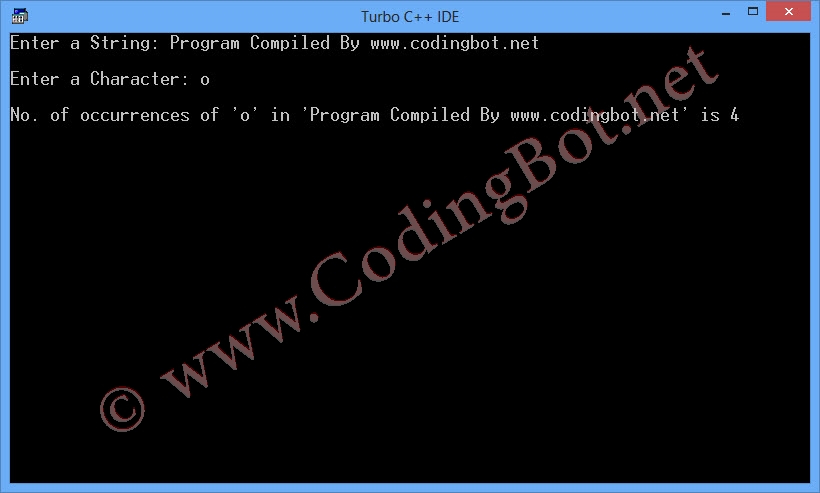 C Program To Find The Number Of Occurrences Of A Character In A String Coding Bot