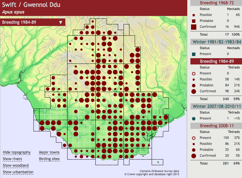 Glamorgan Swift Champions: Distribution maps