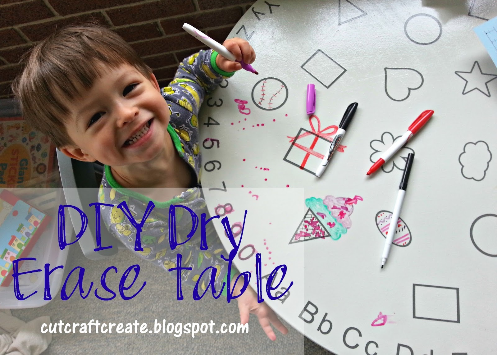 Cut, Craft, Create: DIY Dry Erase Table [educational: shapes, letters ...