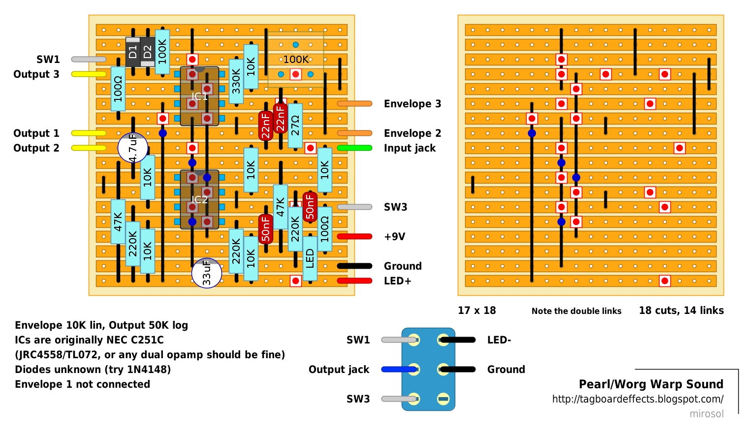 Guitar FX Layouts: Pearl/Vorg Warp Sound Filter
