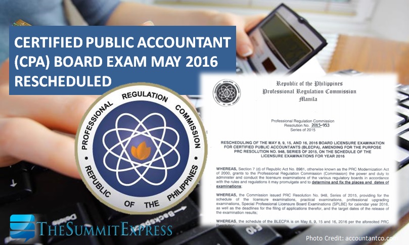 PRC reschedules May 2016 CPA board exam