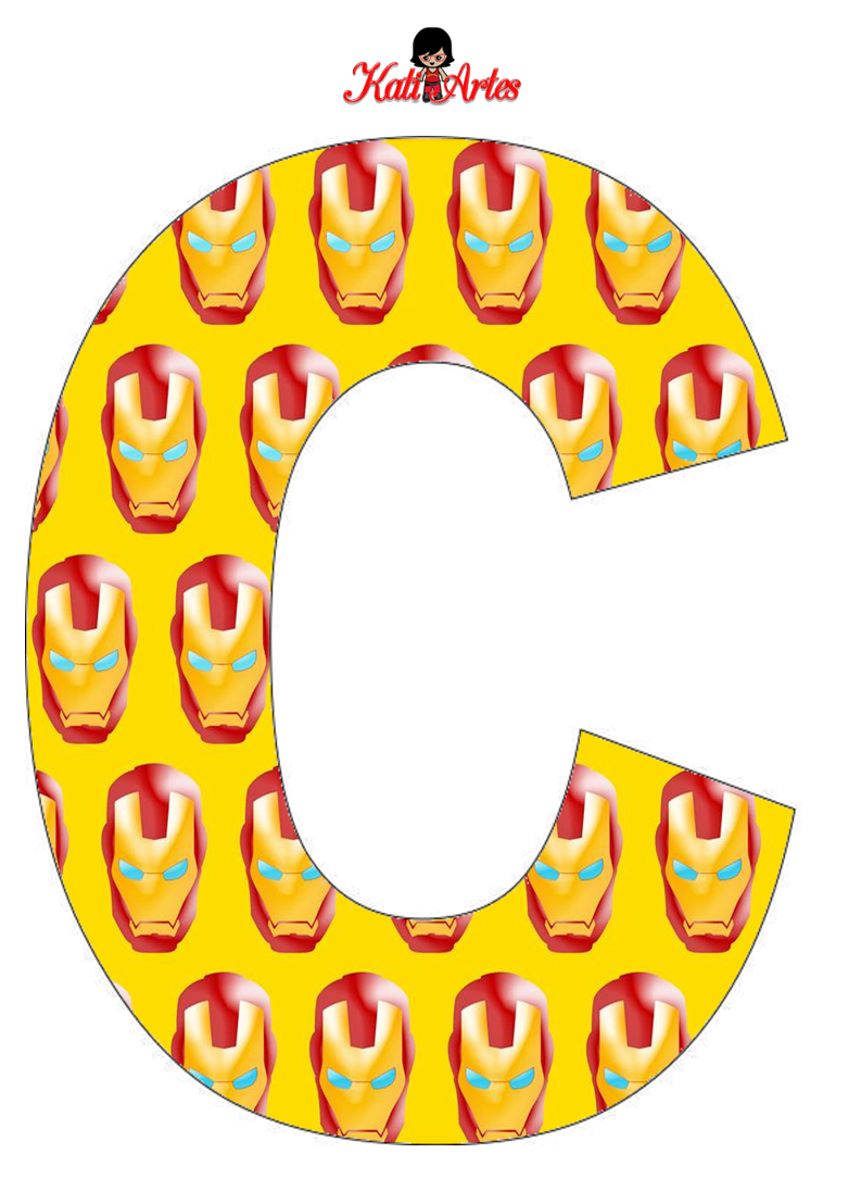 Alfabeto de Iron Man en Fondo Amarillo. - Oh my Alfabetos!