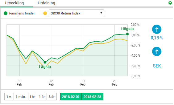 Februari månad vinner familjens fonder.