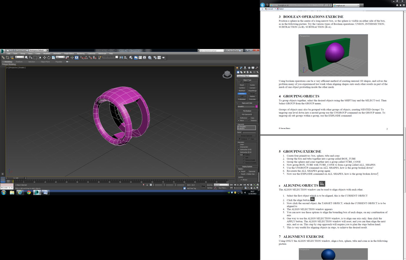 3D Modeling and Animation: Using boolean to cut out shapes