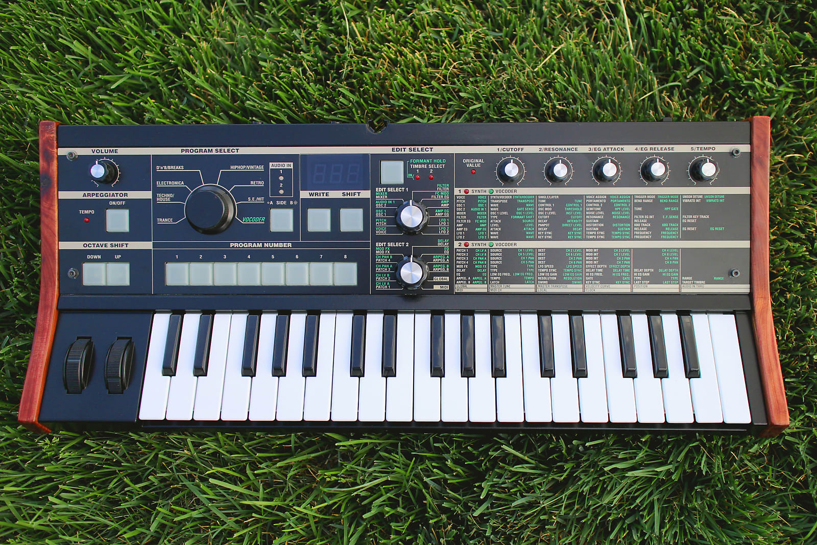 MATRIXSYNTH: CUSTOM Black Korg microKORG w/ Tilted Panel & Wood Sides