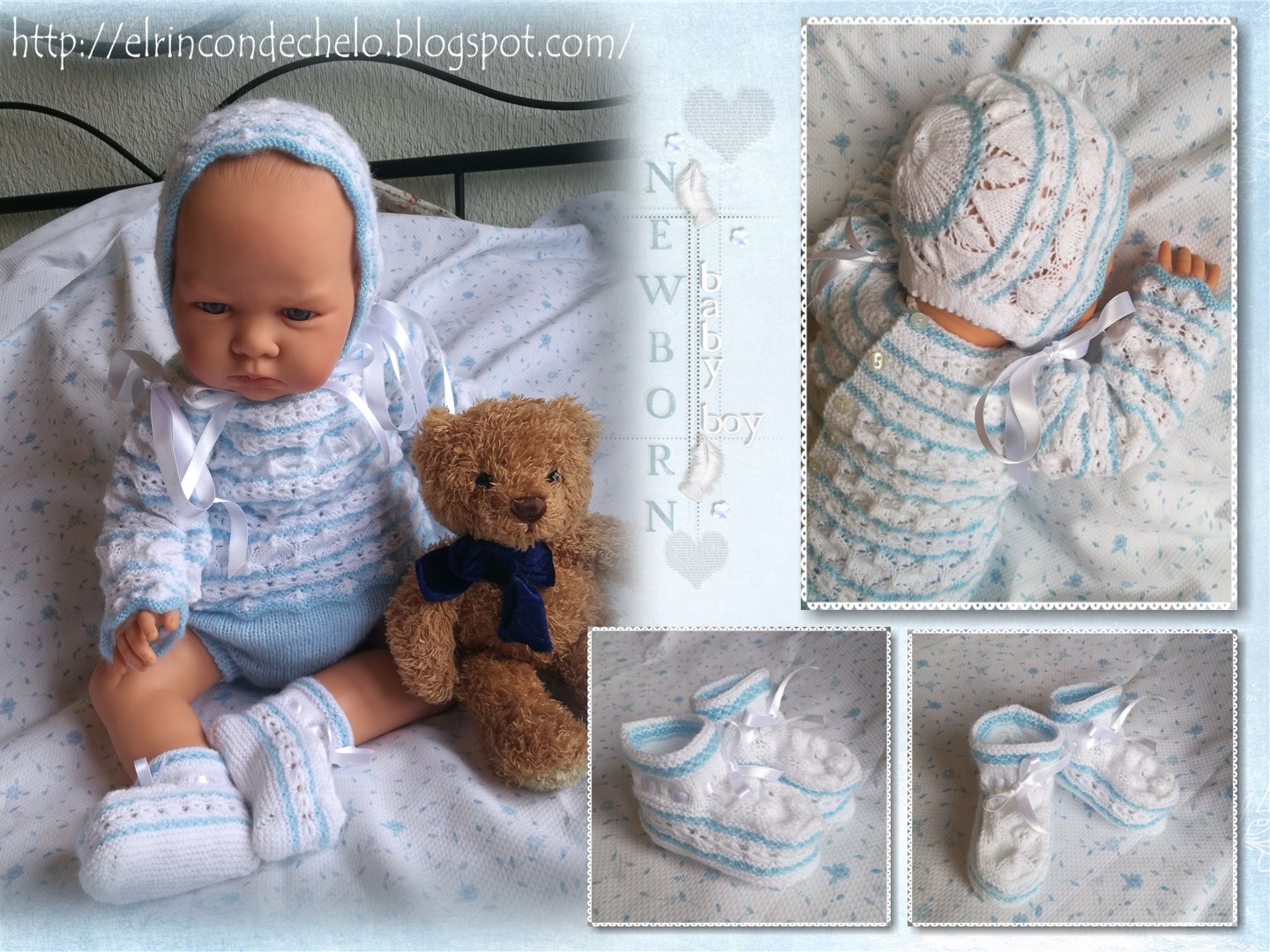 El rincón de Chelo: Conjunto bebé azul y blanco