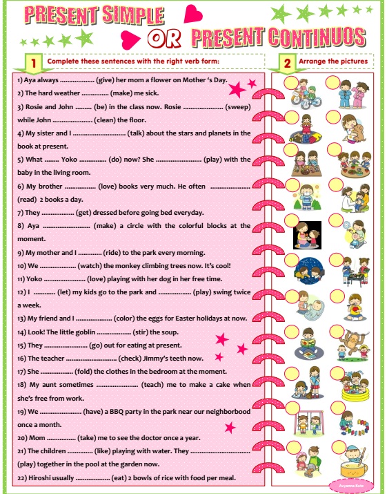 Ozela Kate: Worksheet for Children and Beginner - Tenses (P4)