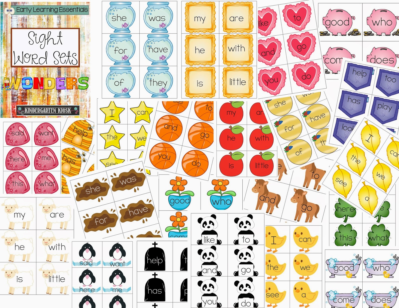 Kindergarten Kiosk: "Wonders" (McGraw Hill) Sight Word Card Sets