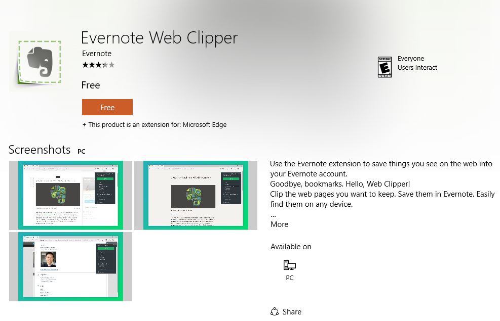 HodentekHelp: Does Evernote Web Clipper extension for Microsoft Edge ...