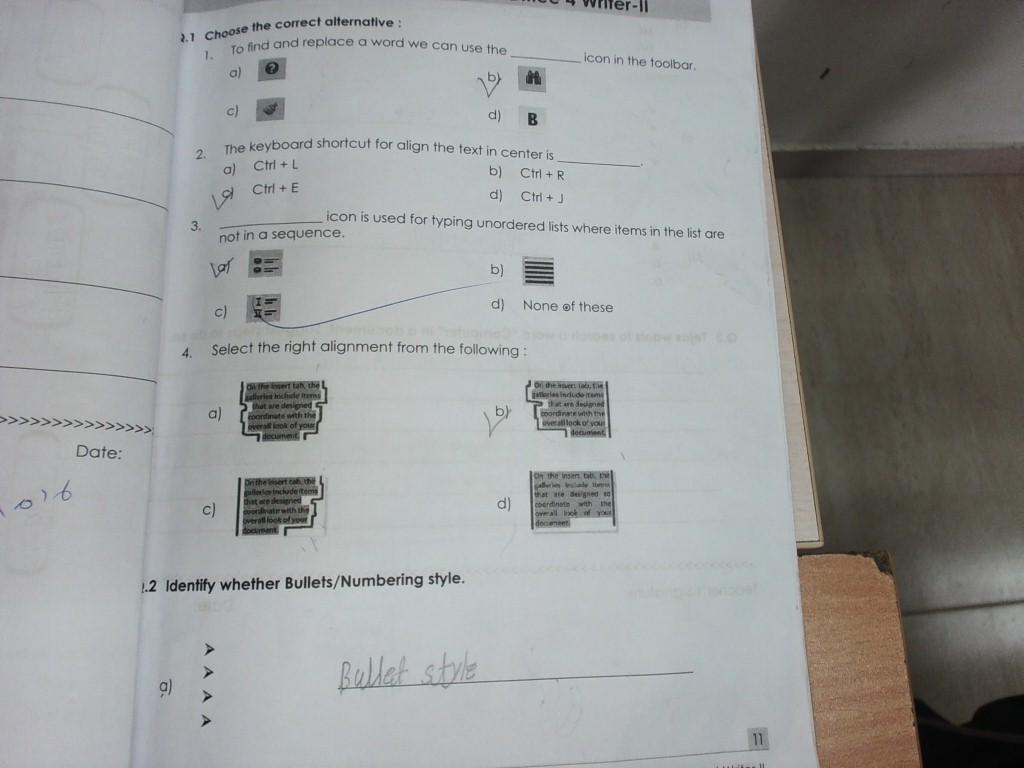 Grade 3 Computer Ch 6 Word Processing With Open Office Writer 2 Workbook Excercise
