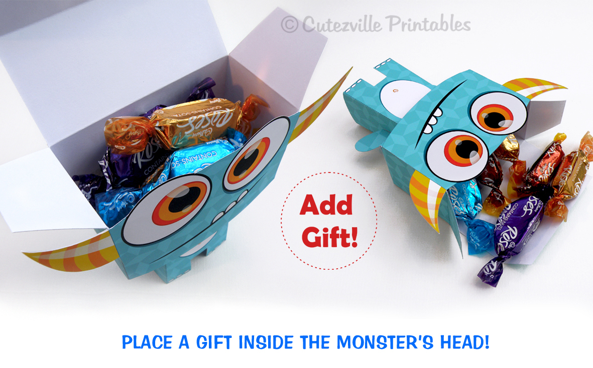 Cutezville Printables: Printable Monster Gift Boxes
