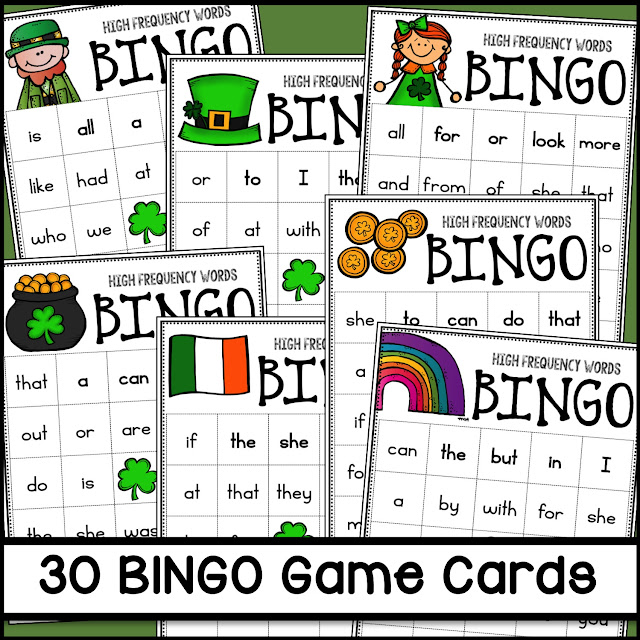 St Patricks Day High Frequency Words BINGO | The Barefoot Teacher