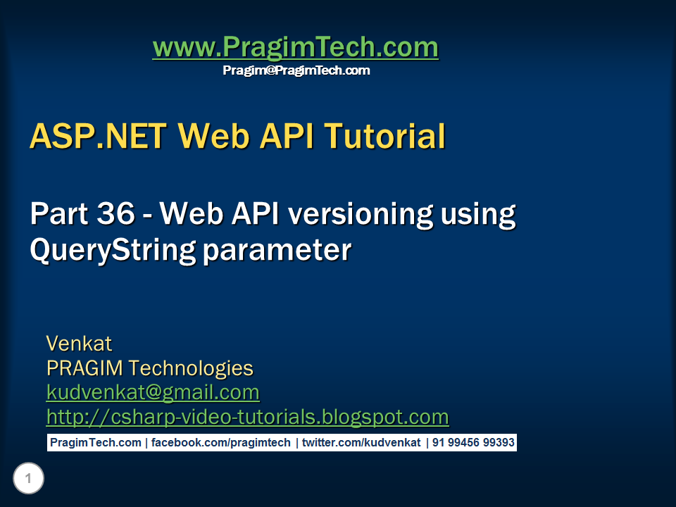 Sql Server Net And C Video Tutorial Web Api Versioning Using Querystring Parameter