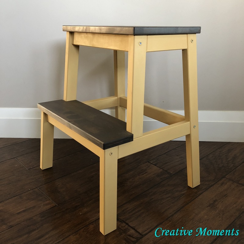 Dark Stain and Yellow Milk Paint Step Stool