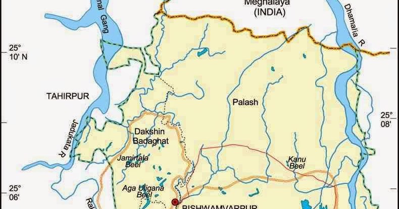Bishwamvarpur Upazila Map, Sunamganj District, Bangladesh