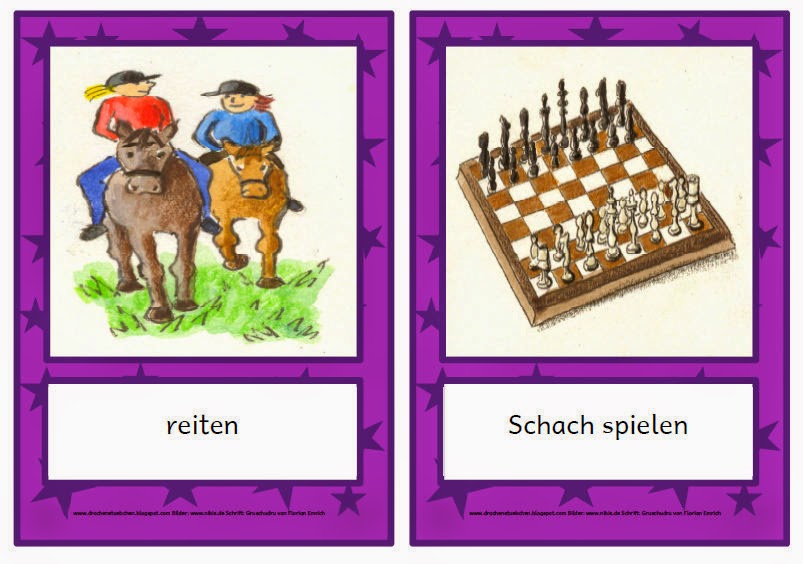 Drachenstübchen: Bildkarten Verben die Zweite