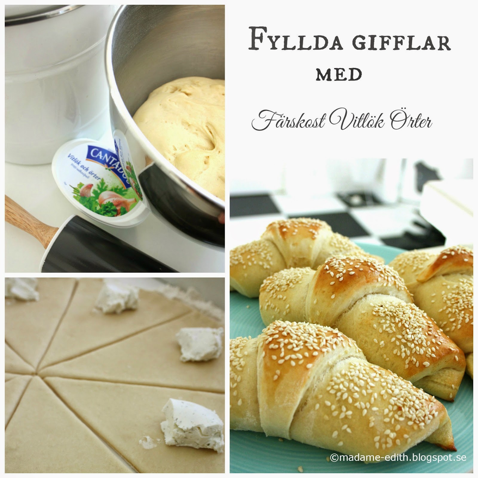 Madame Edith - Recept: Gifflar fyllda med färskost