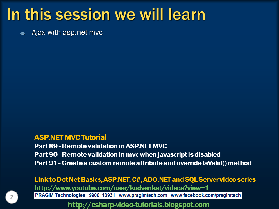 Sql Server Net And C Video Tutorial Part 92 Ajax With Aspnet Mvc