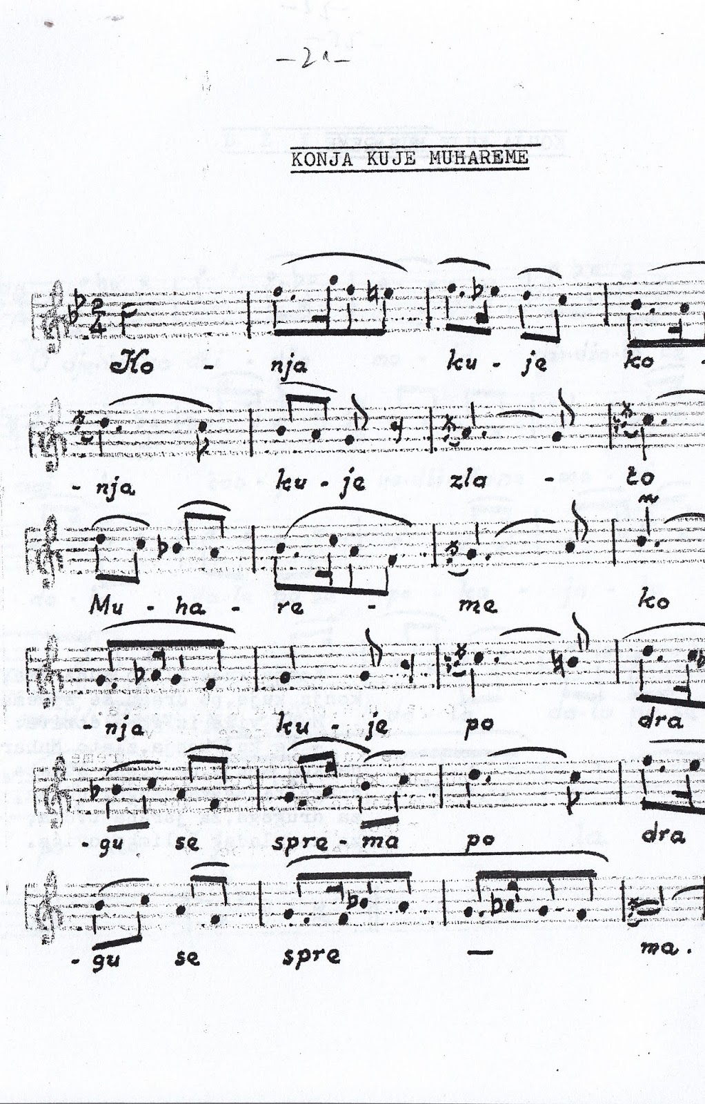 SEVDALINKE: Mustafa Mulalić: Notni zapisi sevdalinki (rukopis), VII dio.