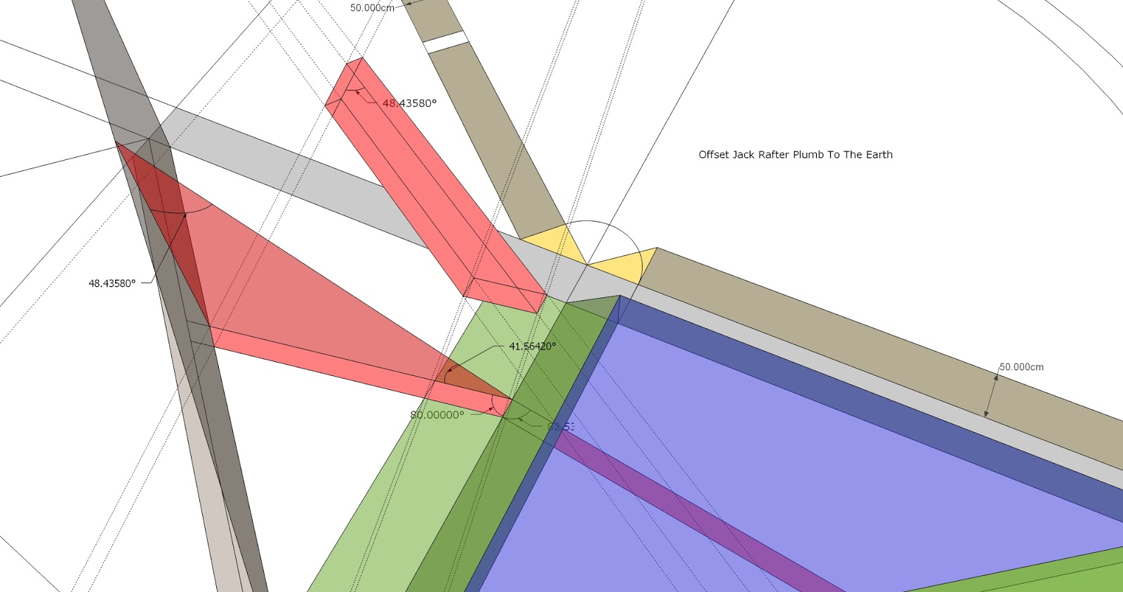 Roof Framing Geometry: Offset Jack Rafter Plumb To The Earth