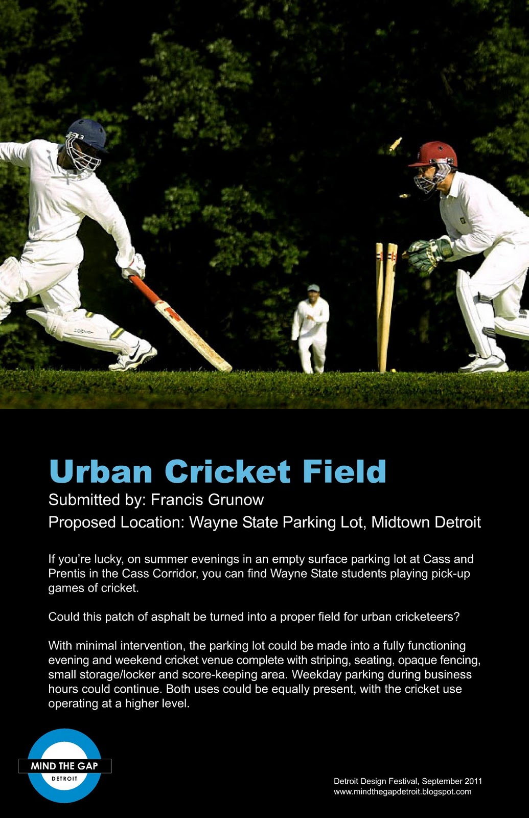 Design Ideas for Detroit's In-Between Spaces: 09. Urban Cricket Field