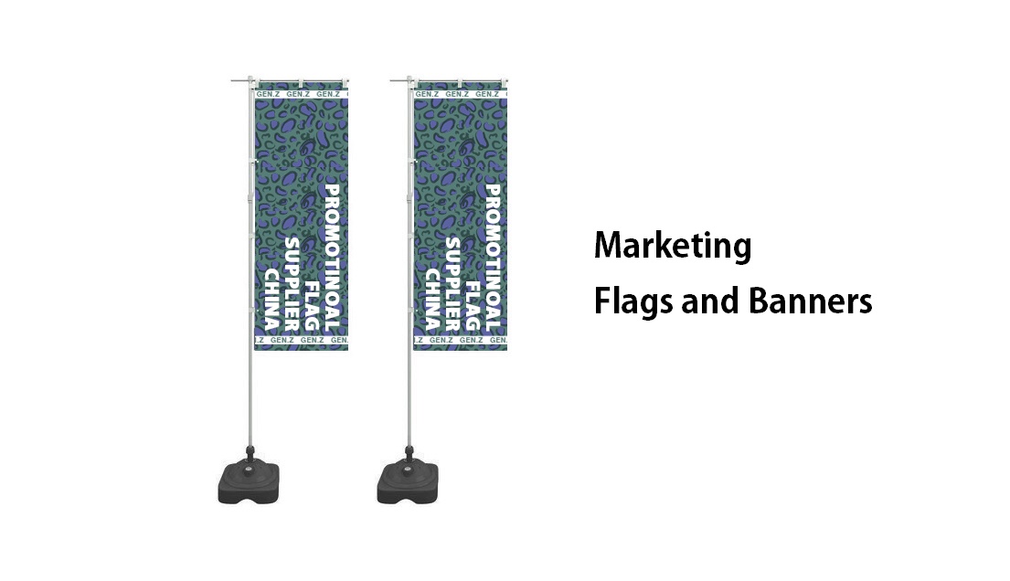 LK DESIGN: Marketing Promotional Flag with 13 Inch Stand
