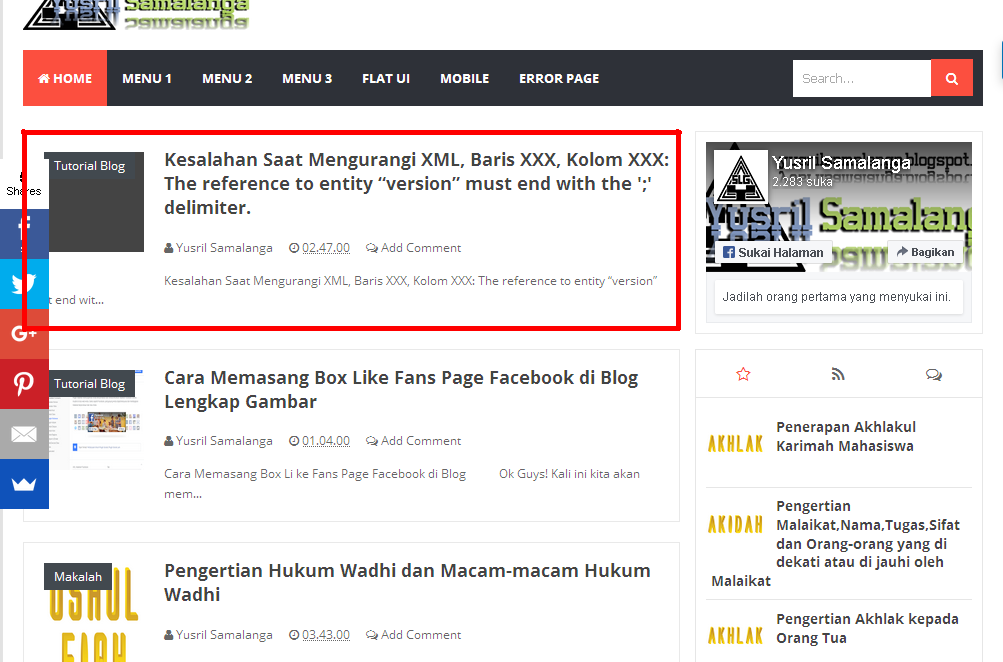 Cara Mengatasi Gambar Yang Tidak Muncul di Halaman Menu Utama/Home/Beranda Blog | Kumpulan Makalah