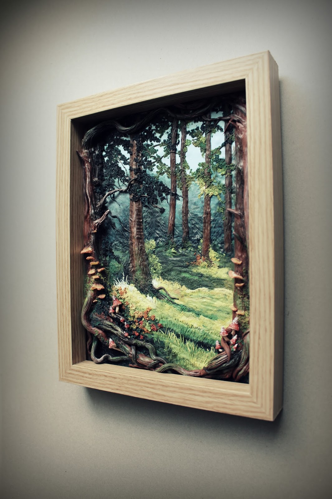 Artistic Variations: Las muchomorów / Toadstool forest polymer clay picture