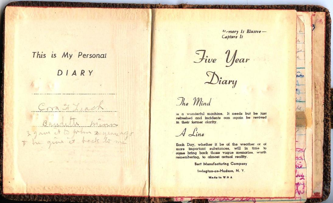 Leach Family, History. . .and other such things: My Grandma's Diary ...