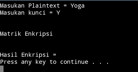 Algoritma Dan Pemrograman Matriks Enkripsi Menggunakan Codingan C++ - MATERI TEKNIK INFORMATIKA