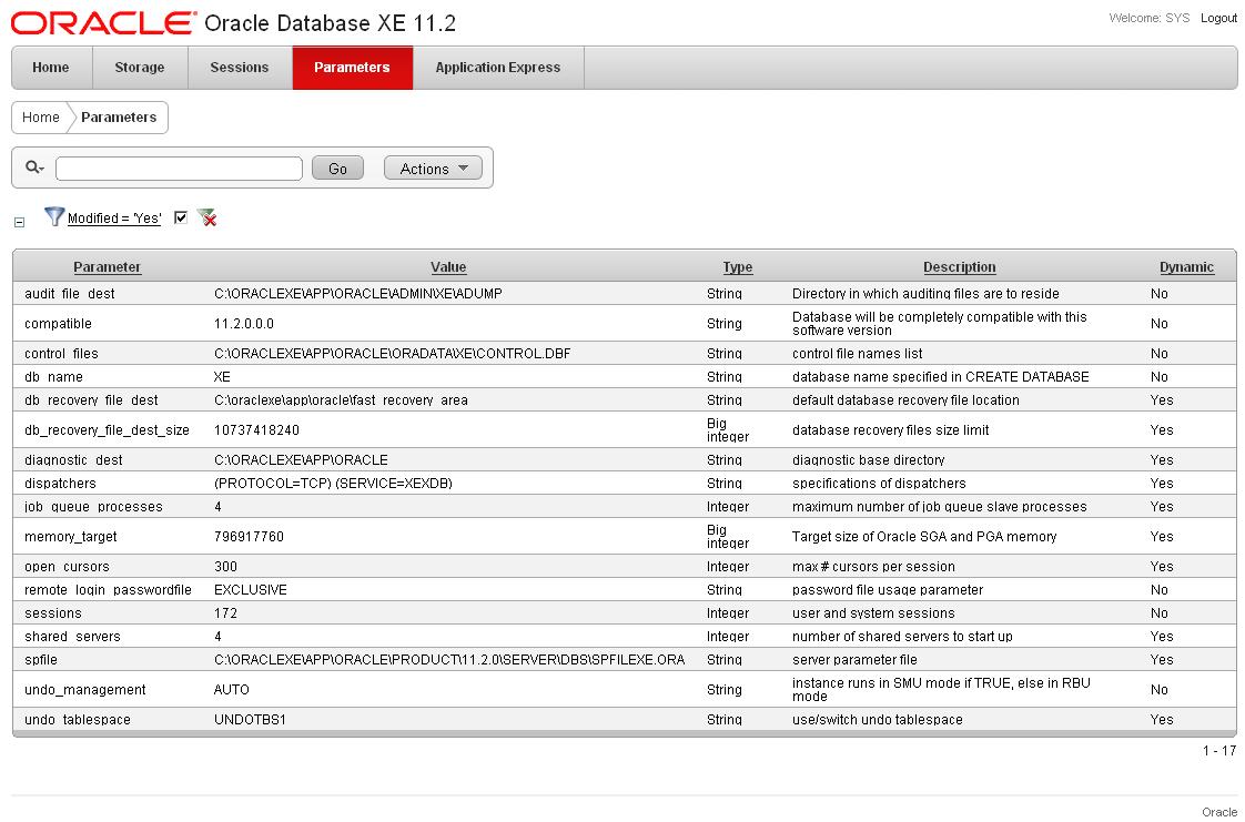 Marie Curee: Oracle Express Edition XE-11gr2 Screen Shorts