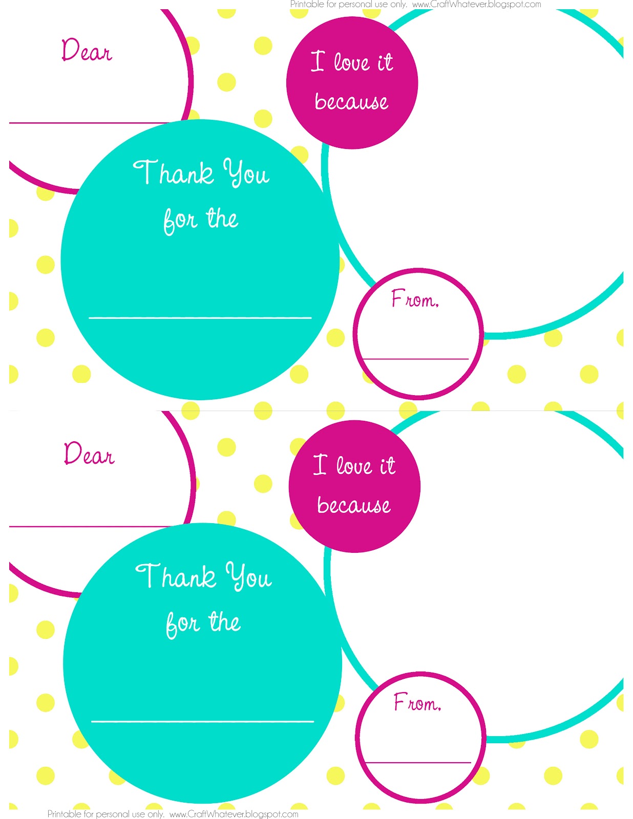 craft whatever: {Printable} Kids Thank You Notes