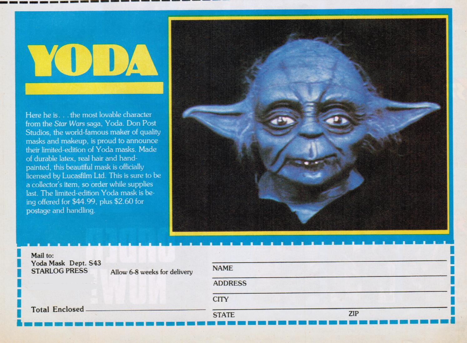 Don Post Yoda Mask Ad | Blood Curdling Blog of Monster Masks