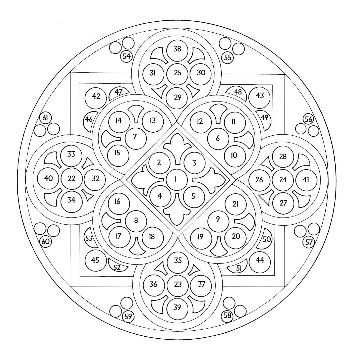 frieze tile: Rose Window drawings