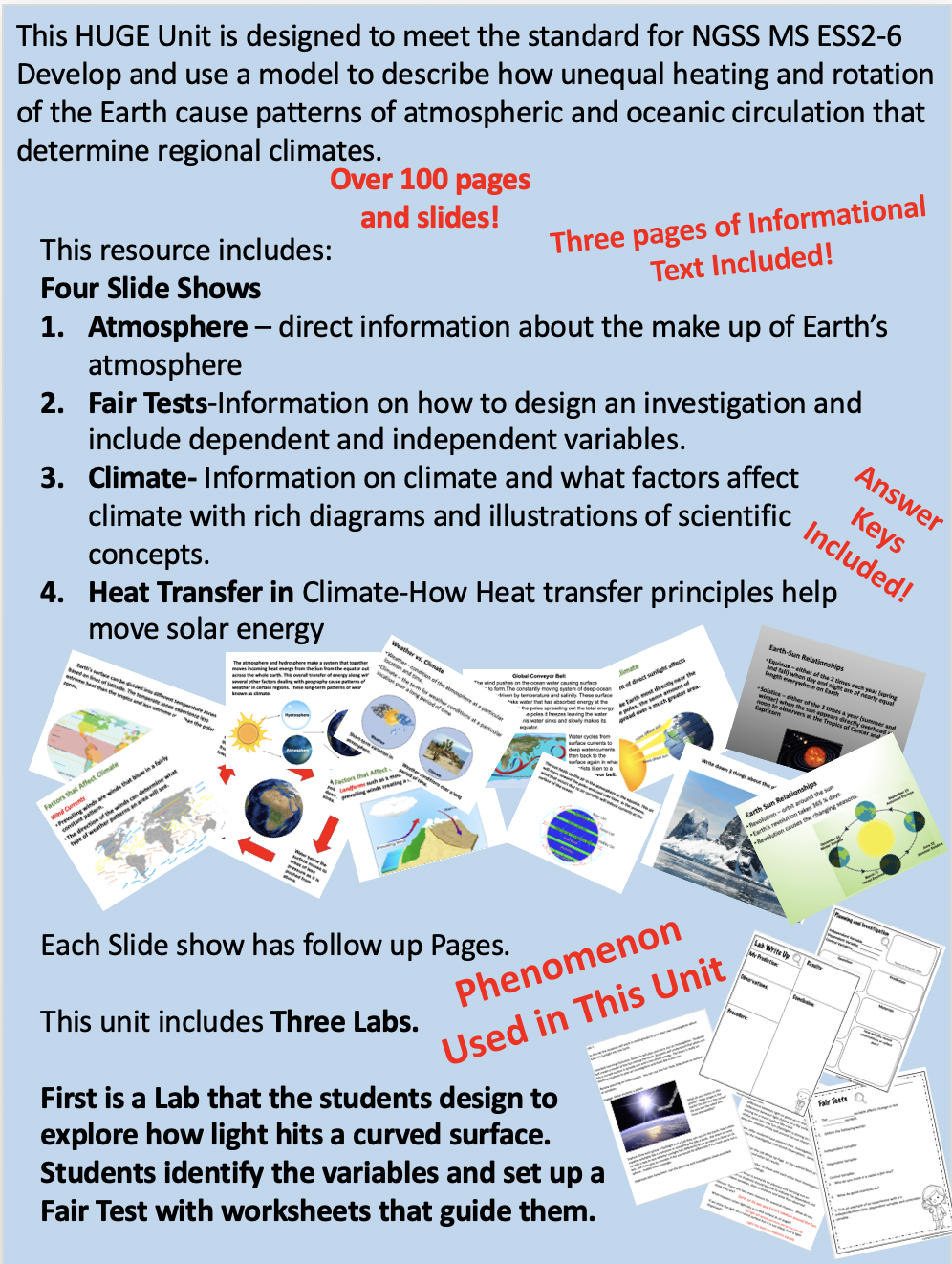 The Uneven Heating of the Earth's Surface NGSS MS ESS2-6 - Teaching ...