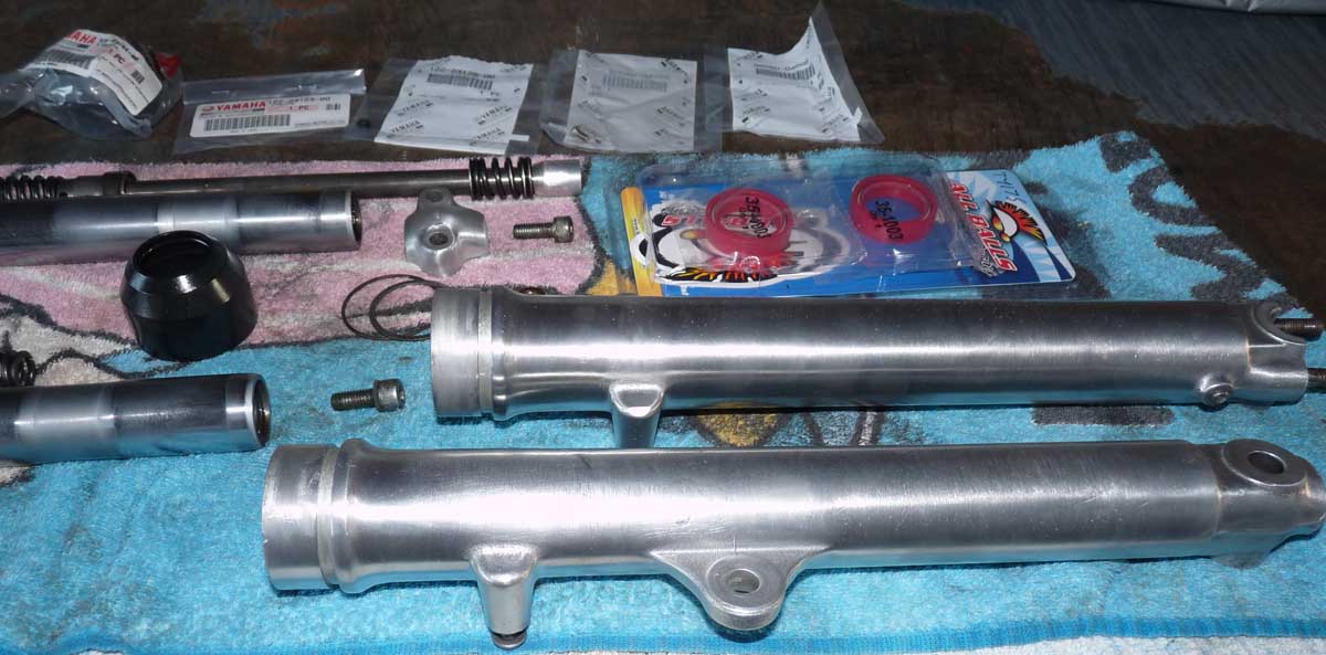 My Motorcycle Restoration Diary & Notes: TY175: Forks Stripped