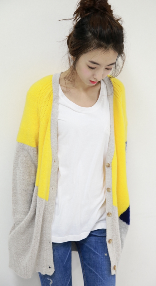 [Sultang] Oversized Contrast Color Cardigan | KSTYLICK - Latest Korean ...