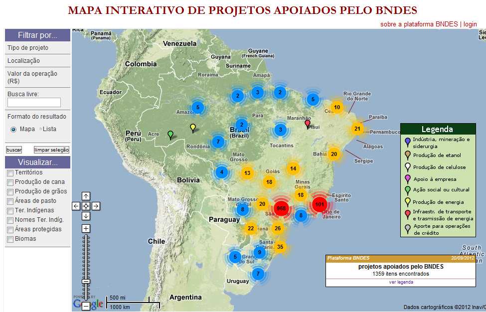 Profissão: Geógrafo: Mapa interativo de projetos apoiados pelo BNDES