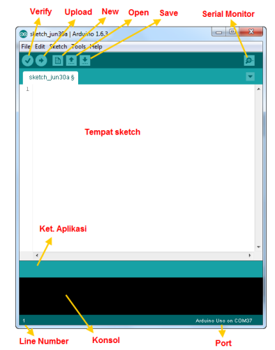 Bagian-bagian Aplikasi Arduino IDE - Jeed-Alli